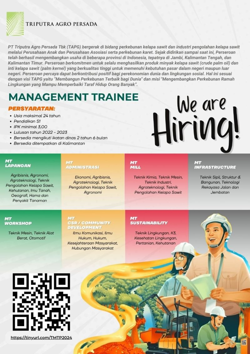 7 Lowongan MANAGEMENT TRAINEE TAP Group - Loker Sawit .ID